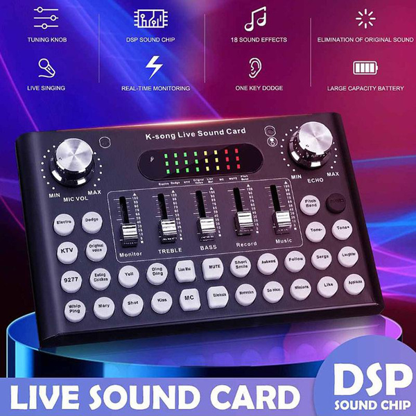 Professional Sound Card Mixer Bluetooth USB Livestream for PC Computer ...