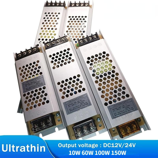 10W 60W 100W 150W Ultra Thin LED Power Supply DC 12V 24V Lighting ...