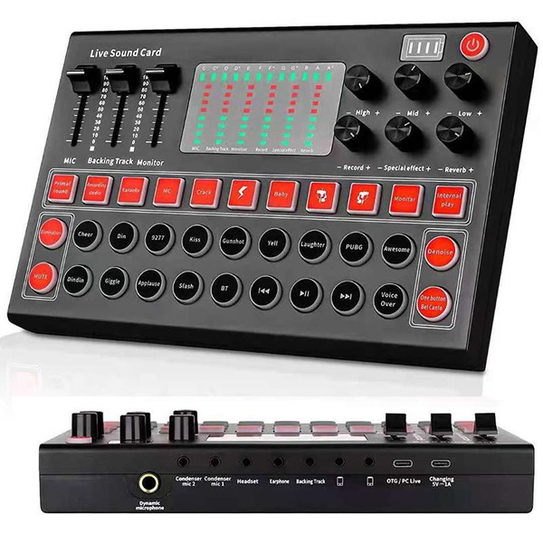 Sound Mixer Board,Live Sound Card Voice Changer with Multiple Sound ...