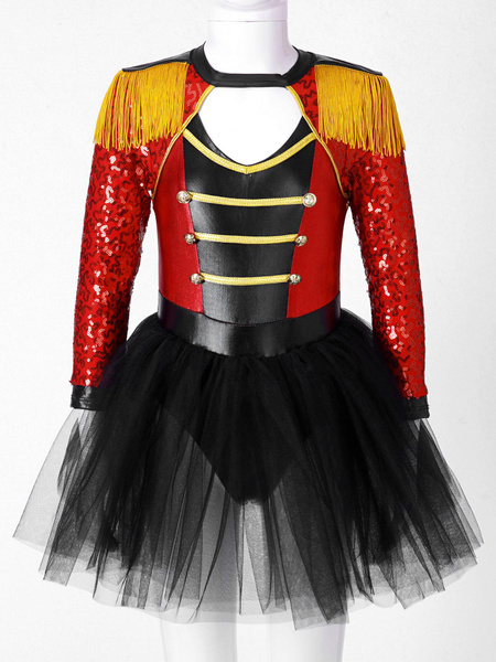 Kids Girls Circus Ringmaster Costume Halloween Cosplay Dress Long ...