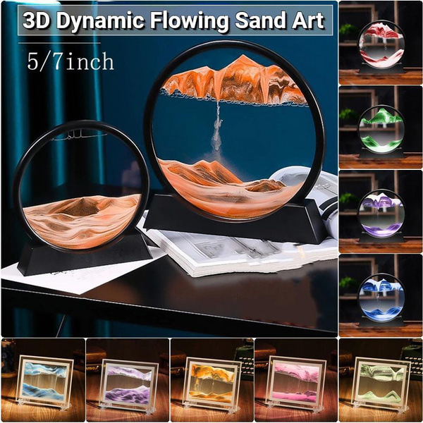 Dynamic Moving Sand Art Picture Glass 3D Quicksand Painting Hourglass ...