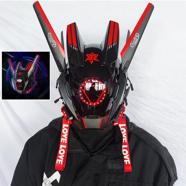 New Six Star Round Light Wing Cyberpunk Luminous Mask Performance ...