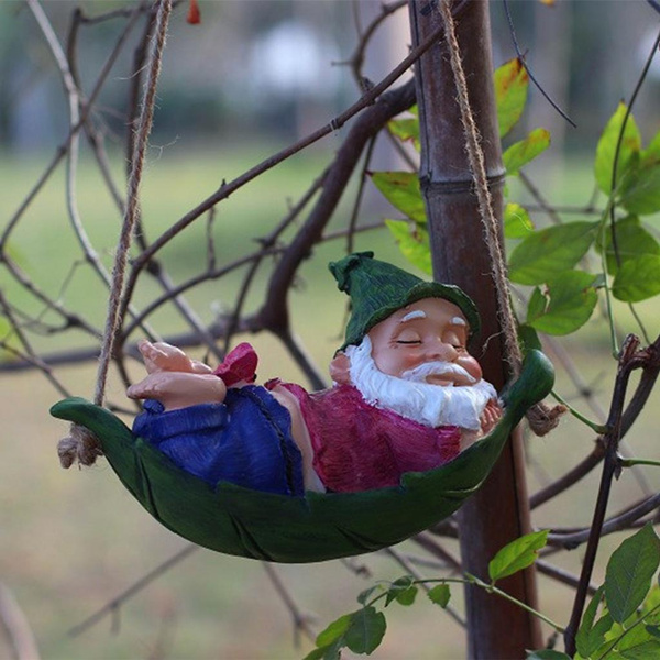 Garden Gnome Statue Lying Elf Resin Dwarf Sculpture for Outdoor Patio ...