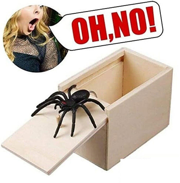 Wooden Prank Spider Scare Box Hidden in Case Trick Play Joke Scarebox ...