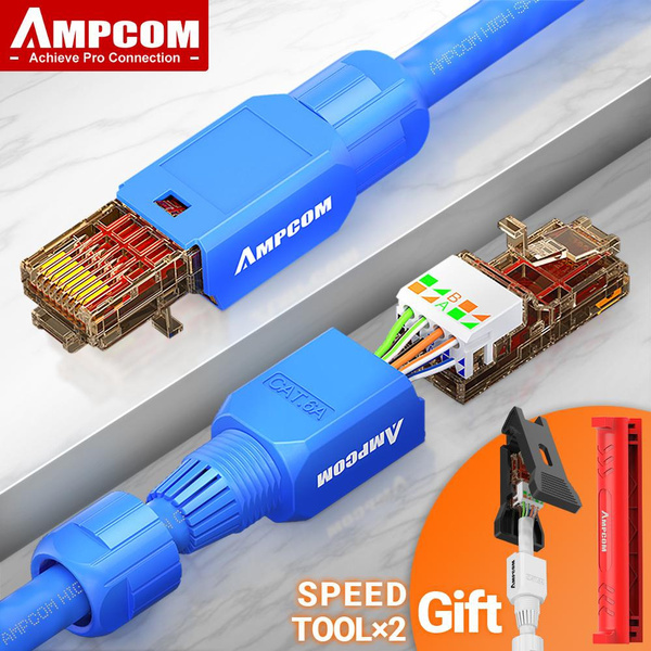 AMPCOM RJ45 Toolless Connector CAT6A CAT6 UTP Field Modular Plug Tool ...