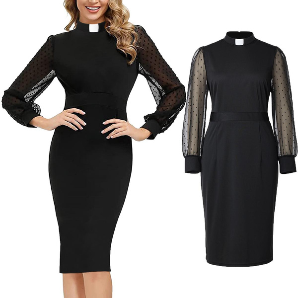 Catholic Church Ministers Clergy Dress for Women Lantern Sleeve Loose ...