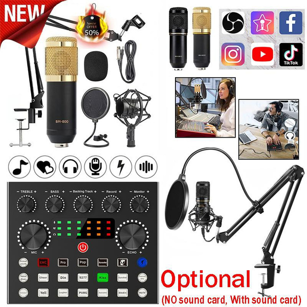 Condenser Microphone Bundle,BM-800 Mic Kit with Live Sound Card ...