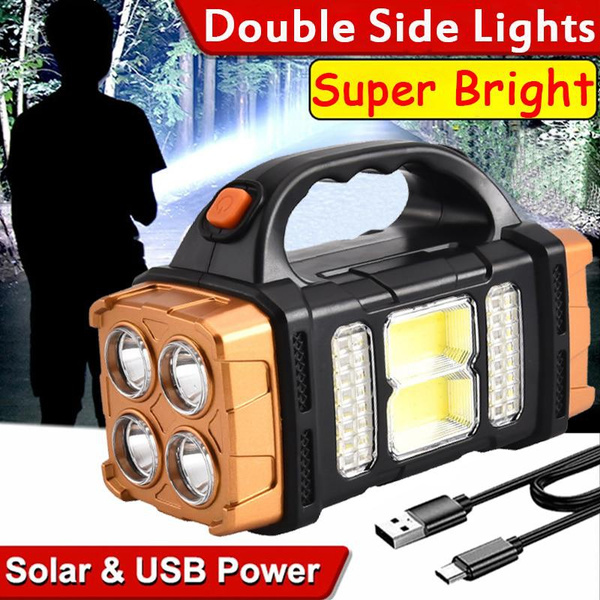Portable Powerful Solar LED Flashlight With COB Work Lights USB ...