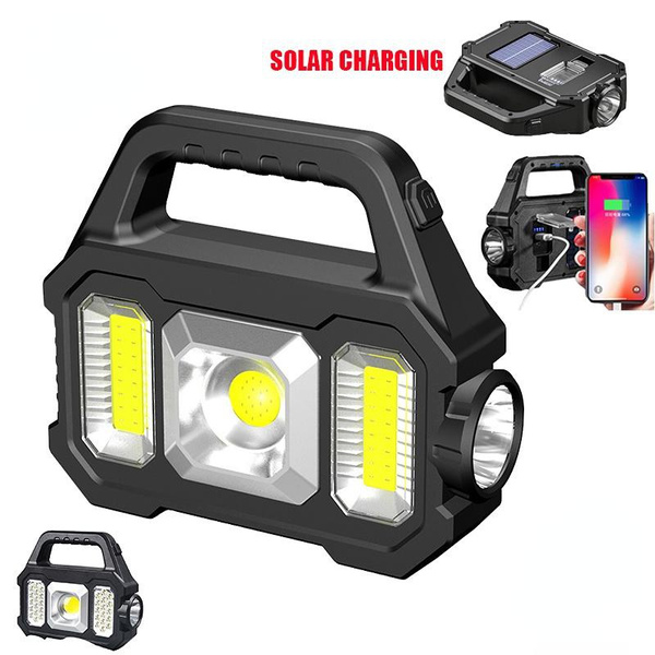 New Solar COB Camping Lamp Lens USB Rechargeable Hand Lamp Long Beam ...