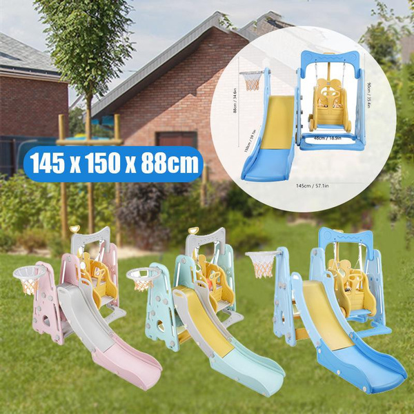 4-in-1 Toddler Climber And Swing Set, Extra-long Slide, Safetybelt ...