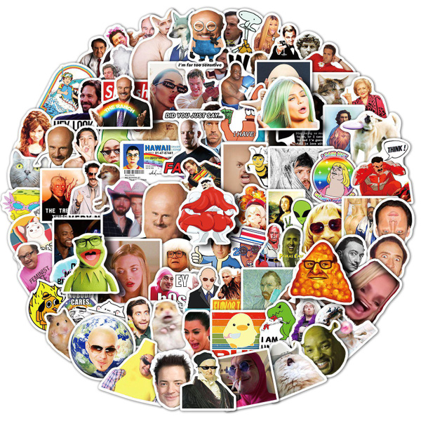50/100pcs Funny Spoof Meme Stickers For Laptop Phone Scrapbook Fridge ...
