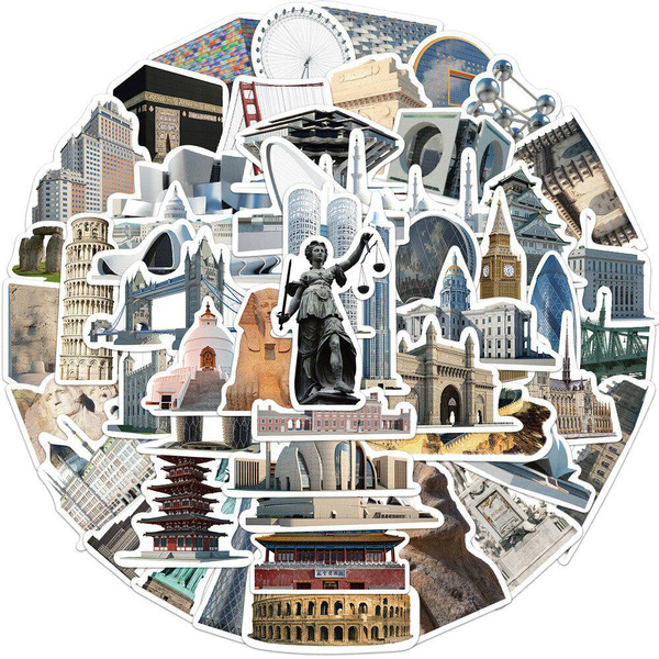 10/65pcs Classic World Famous Building Stickers Aesthetic Travel ...