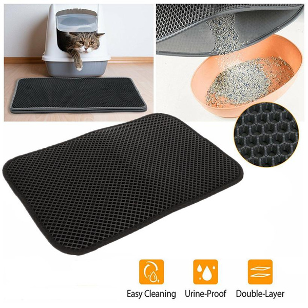Kitty Litter Trapping Mat, Double Layer Mats, Urine Waterproof, Easy ...