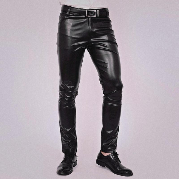 Slim-fit Leather Pants Men's Pencil PU Leather Pants Tight Elastic ... Slim-fit Leather Pants Men's Pencil PU Leather Pants Tight Elastic ...