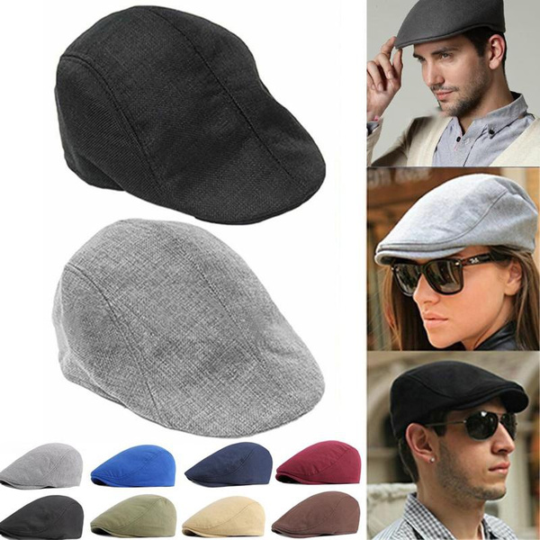 Mens Flat Caps Tweed Classic Tweed Cap Newsboy Hat Herringbone Duckbill ...