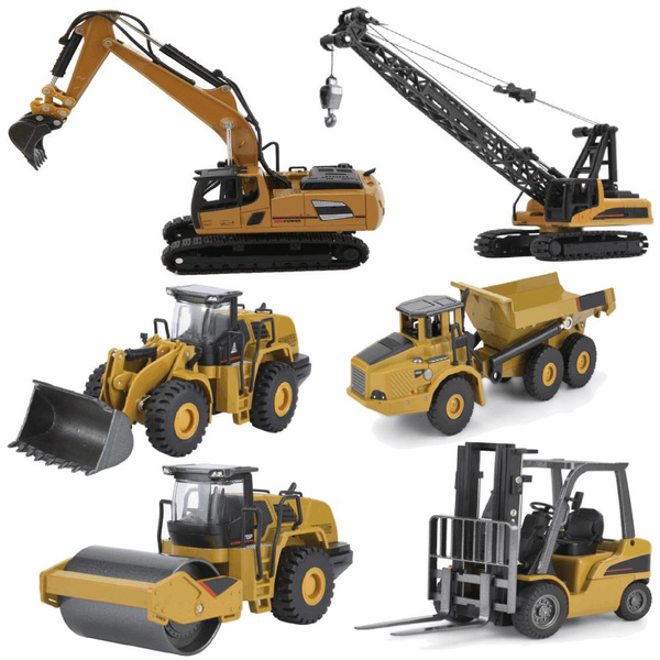 Construction Vehicles, Diecast Crane Engineering Vehicle Backhoe Loader ...