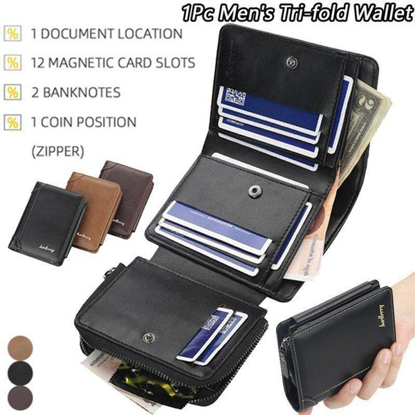 PU Leather Men Wallets Wallets with Coin Pocket Purses Trifold Card ...
