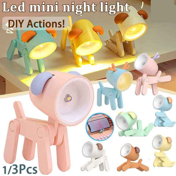 Mini Cute Table Lamp Cartoon Pet LED Night Lights Folding Lamp Room ...