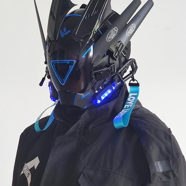 New Triangle Wing Cyberpunk Luminous Led Mask Party Neon Mask Halloween ...