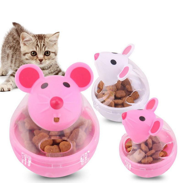 Pet Feeder Cat Toy Mouse Food Rolling Leakage Dispenser Bowl Playing ...