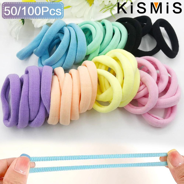 KISMIS 50/100Pcs Colorful Cute Hair Bands 4cm Elastic Hair Rope ...