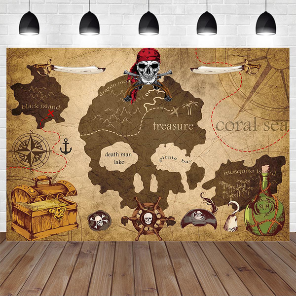 Mocsicka Pirate Treasure Map Theme Party Photography Background Banner Newborn Baby Shower Cake ...