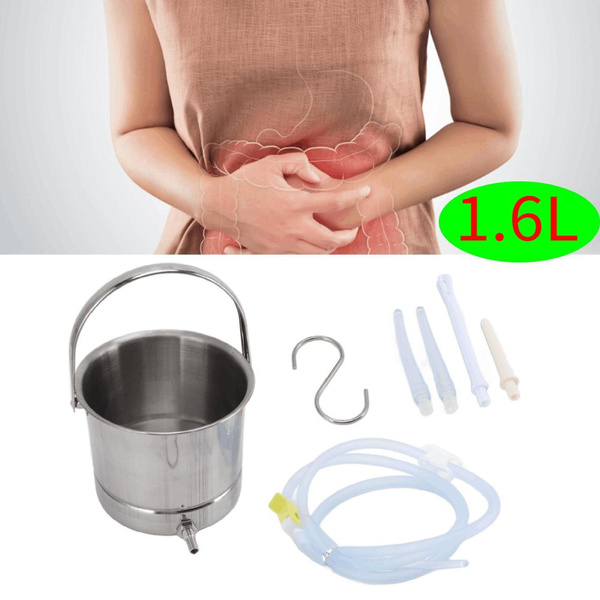 Enema Kit, Silicone Enema Bucket Kit Household 1.6L Bucket Hose Nozzles ...