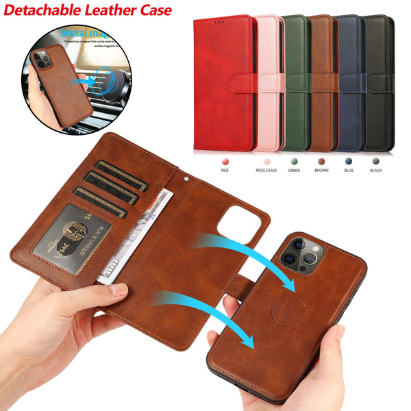 Luxury Retro Detachable Magnetic Flip Stand Leather Cover for iPhone 14 ...