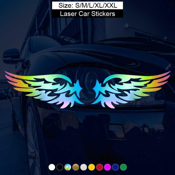 2PC Angel Wings Creative Car Decals Feather Automotive Motorcycle ...