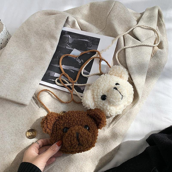 Cute Bear Plush Shoulder Bag for Children Kids Cartoon Messenger Bags ...