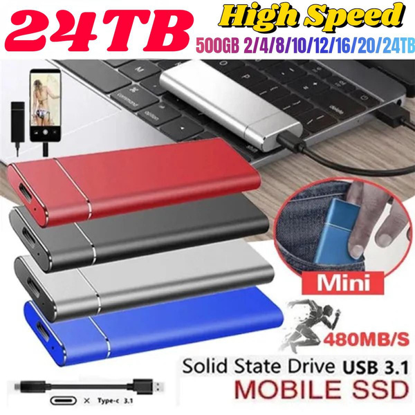 500GB 2/4/8/10/12/16/20/24TB Mini Portable Hard Drive High Speed Mobile ...