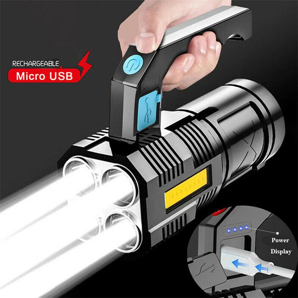 Super Bright LED Flashlight USB Rechargeable Lamp Powerful Flash Torch ...