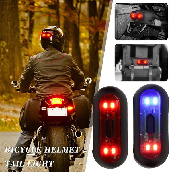 Motorcycle Helmet Taillight USB Rechargeable Warning Flash Safety Rear ...