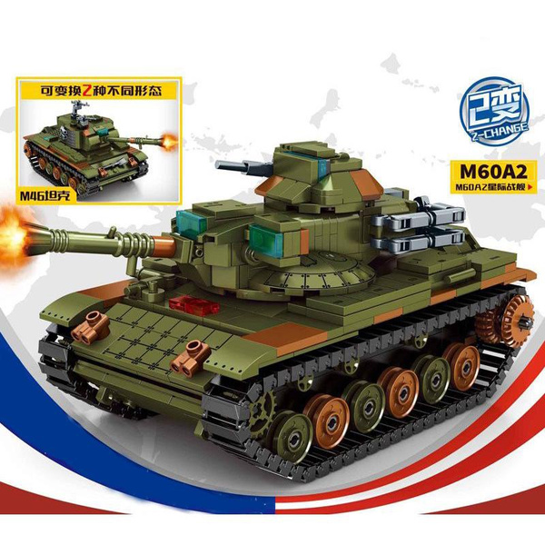 WW2 Military Model 2-in-1 M60A2 Main Battle Tank M46 Medium Tank ...