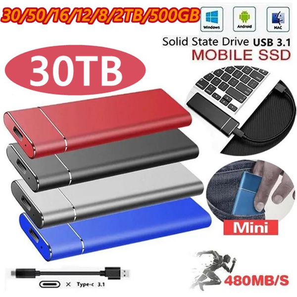 2023-NEW 30/50/16/12/8/2TB/500GB High-speed 30TB SSD Portable External ...