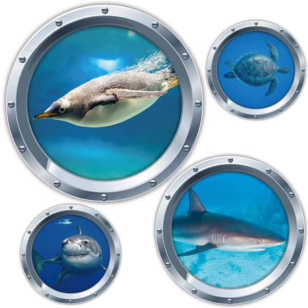 3D New Underwater World Stickers Dolphin Washing Machine Refrigerator ...