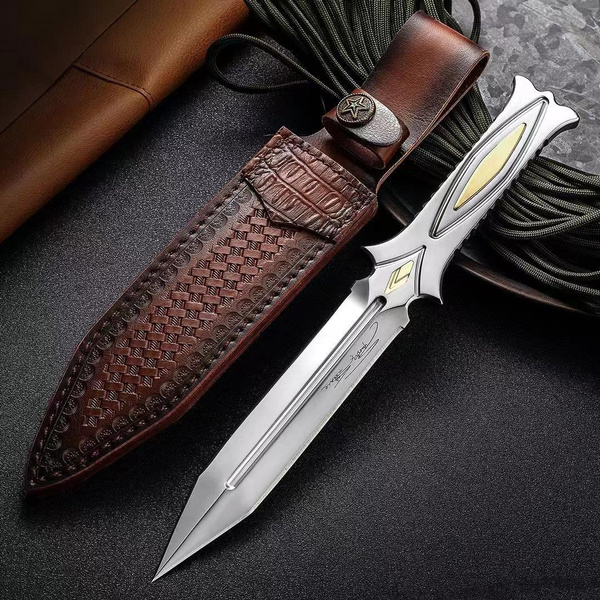 JENZESIR High-grade 7 inch Hunting Knives With Leather Sheath Fixed ...