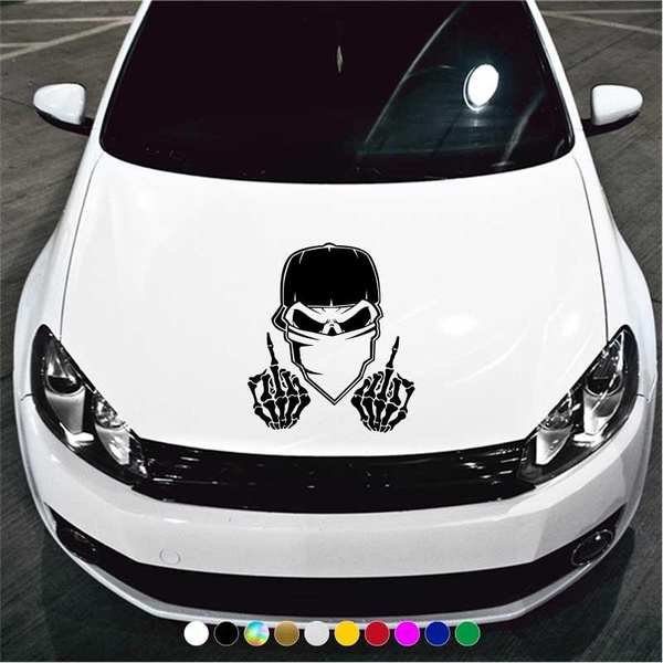 1PC Skull Sunglasses Waterproof Car Stickers Middle Finger Auto ...