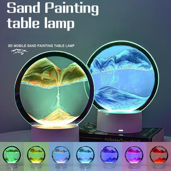 3D LED Sandscape Lamp Moving Sand Art Frame RGB USB Hourglass Light 3D ...