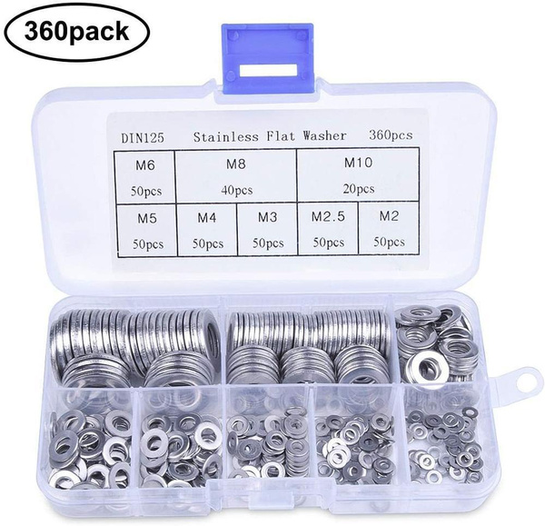 360/180pcs Stainless Steel Sealing Solid Gasket Washer M2 M2.5 M3 M4 M5 ...