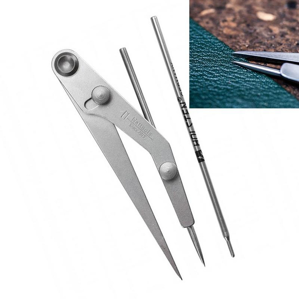 Leather Craft Pitch Gauge Spacing Silver Marking Pen Compass Divider ...