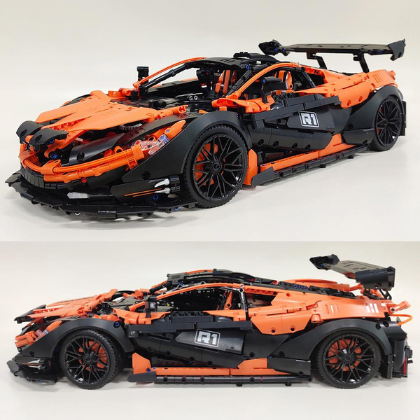 New 3300pcs Technical Concept Track Sports Car Black Orange Racing Moc High Tech Modular