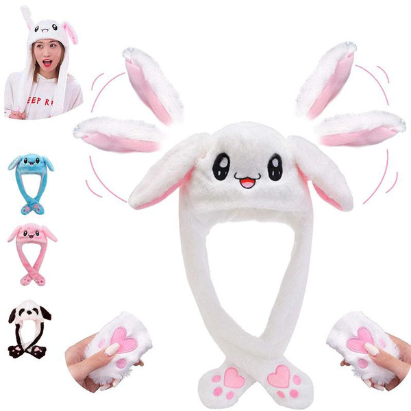 Rabbit Hat Moving Ears Bunny Ears Plush Hat Cute Bunny Hats Moving Ear ...