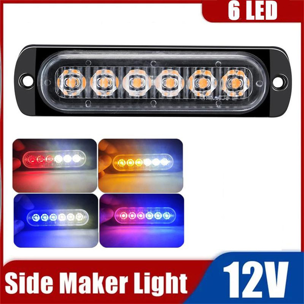 6 LED Strobe Warning Light Amber LED Side Flashing Beacon Emergency ...