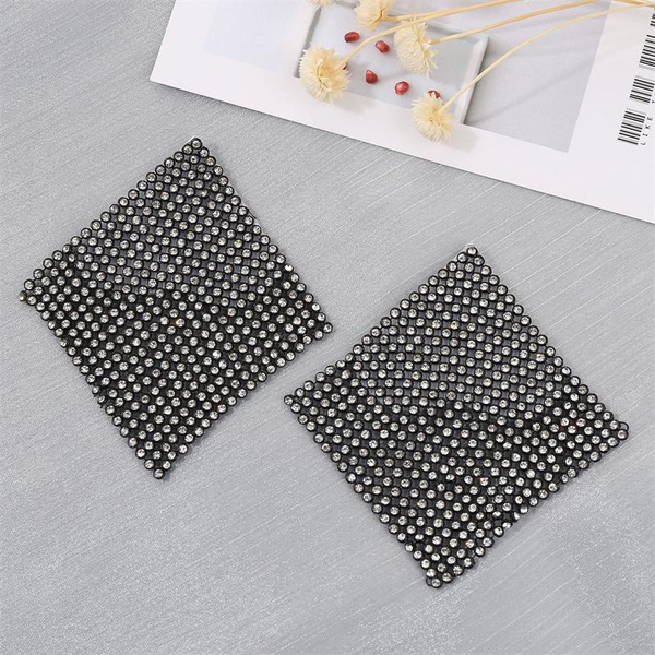 Square luxury rhinestone breast patch small design metal breast patch ...