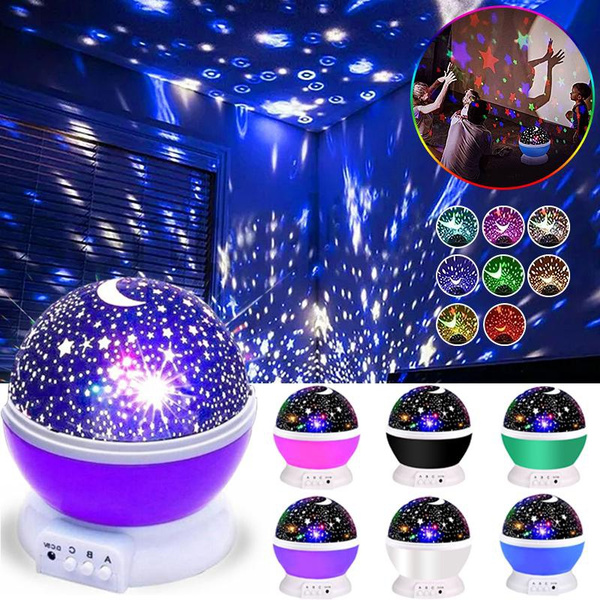 Bedroom Party Rotating LED Projector Star Moon Night Light Sky Battery ...