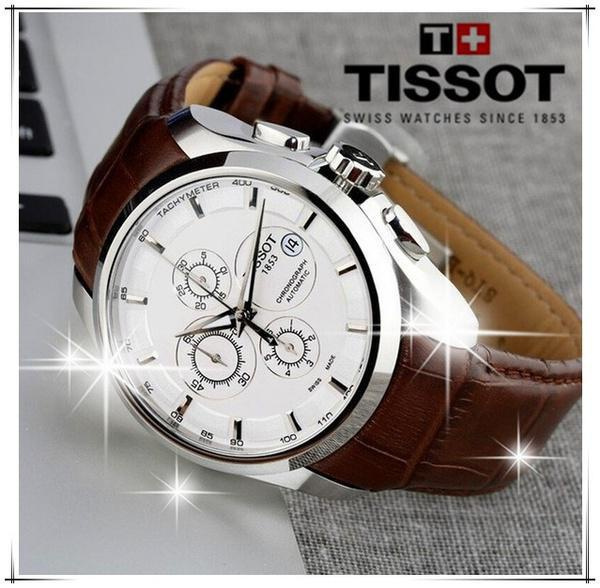TISSOT Men Luxury Automatic Quatz Watches Classic Leather Strap Wrist ...