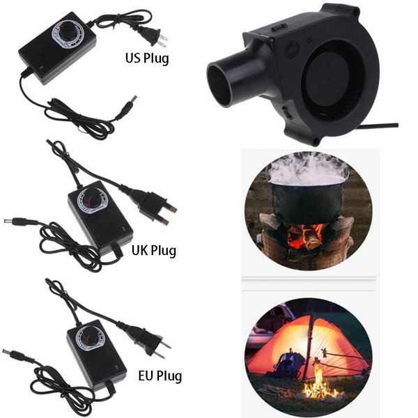 US/UK/EU Plug BBQ Fan Air Blower 12V Large Air Flow 110V 220V ACPowered ...