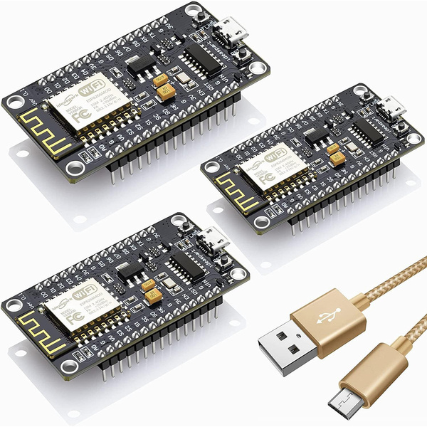 3Pcs ESP8266+1 Cable NodeMCU CH340 ESP-12E WiFi Wireless Internet ...