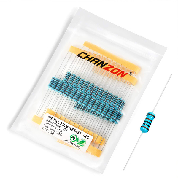 Chanzon 50pcs 1W 1K ohm Metal Film Fixed Resistor 0.01 1% Tolerance 1KR ...